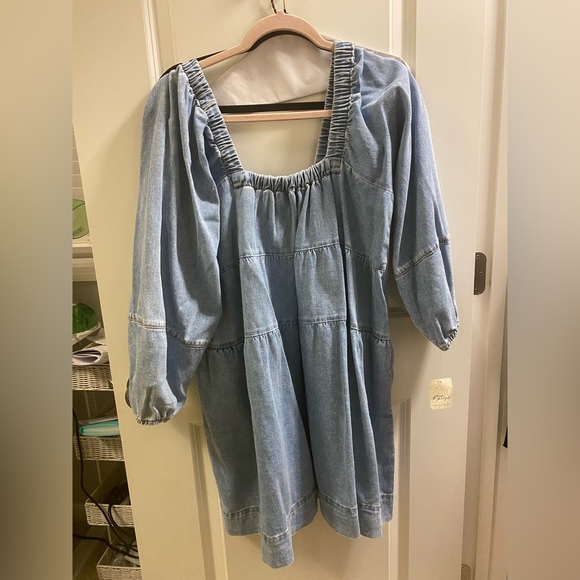 Free People | Dresses | Free People Jean Dress Box Neck Line New With ...